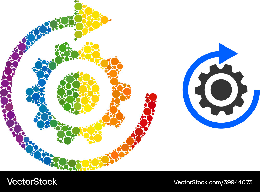 Dotted gear rotation composition icon of bright Vector Image
