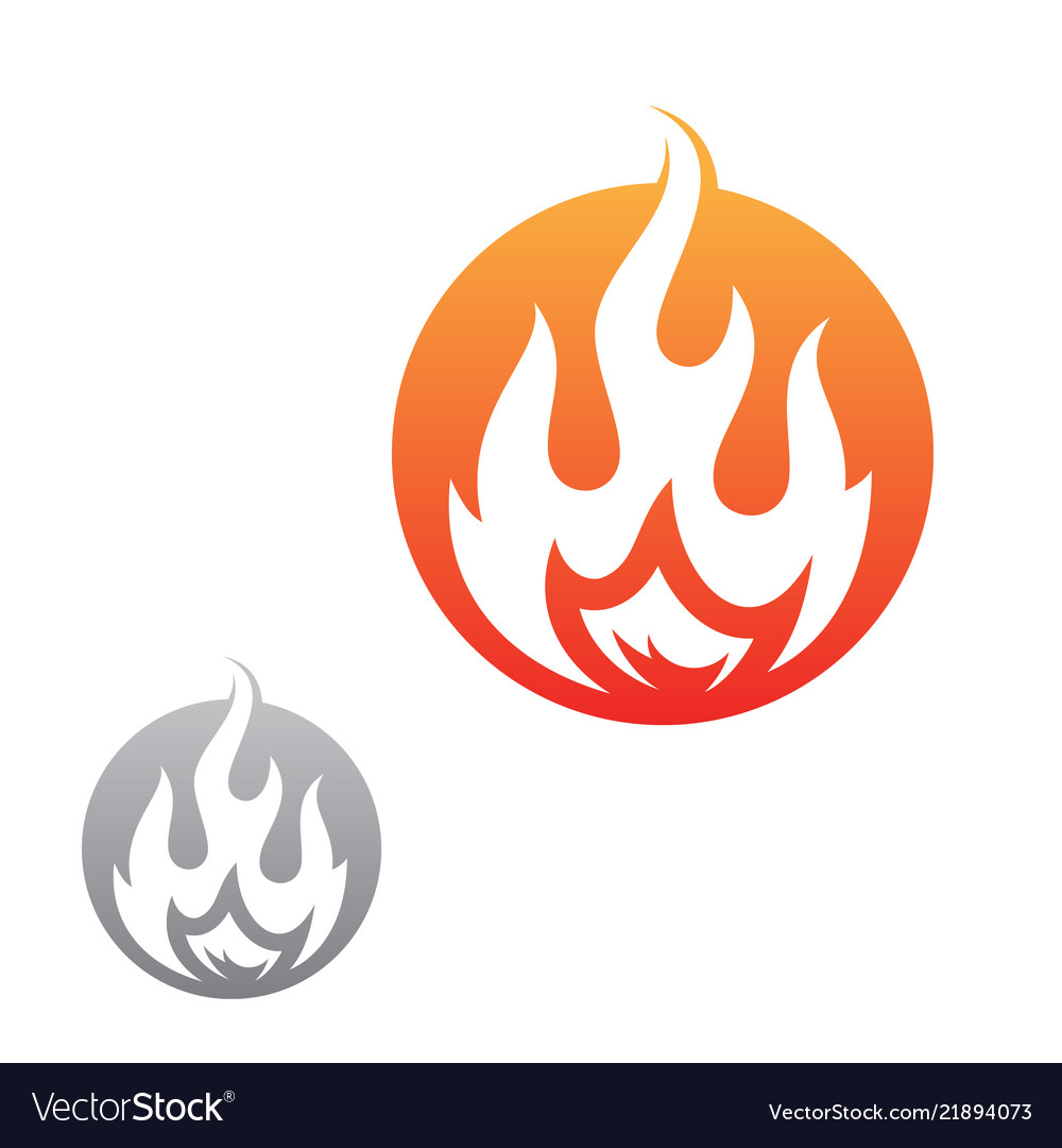 Fire flame inside round Royalty Free Vector Image
