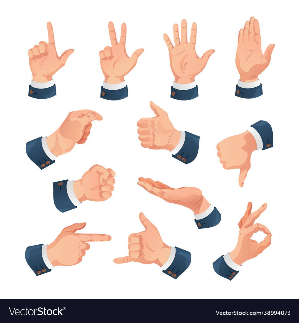 Human hands gestures set Royalty Free Vector Image Human hands gestures set Royalty Free Vector Image