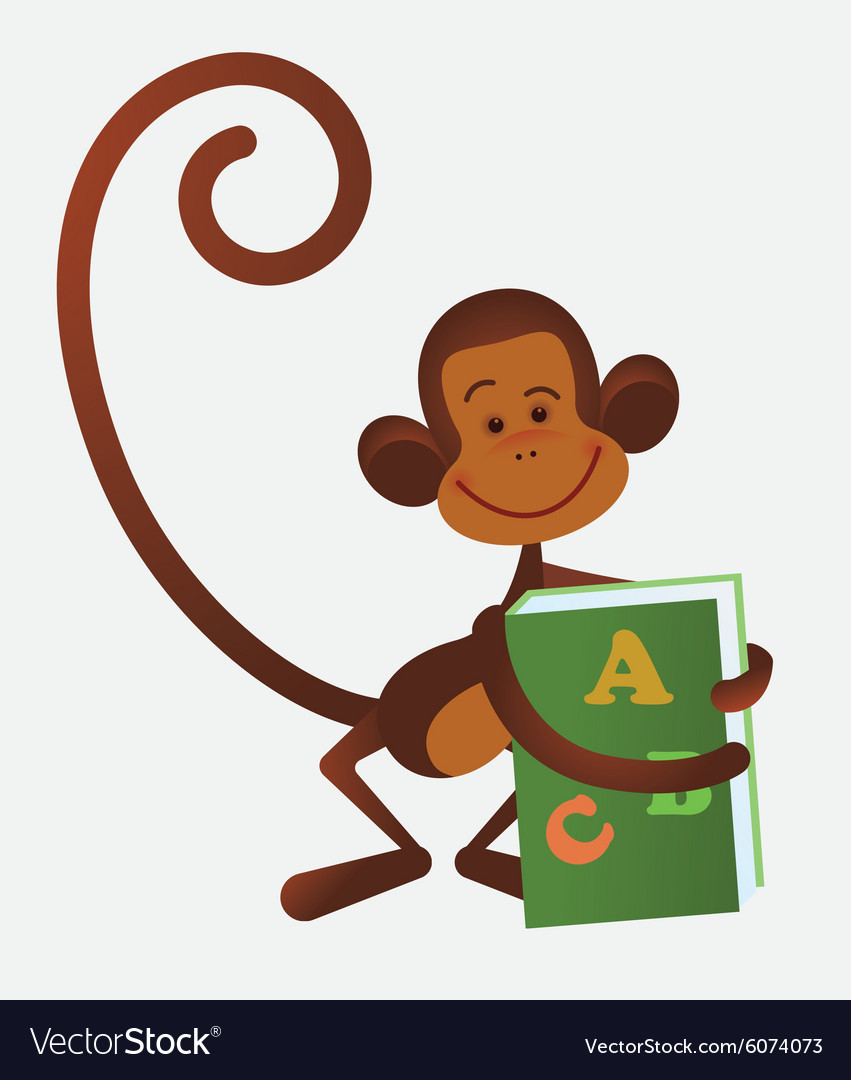 Monkey with book Royalty Free Vector Image - VectorStock