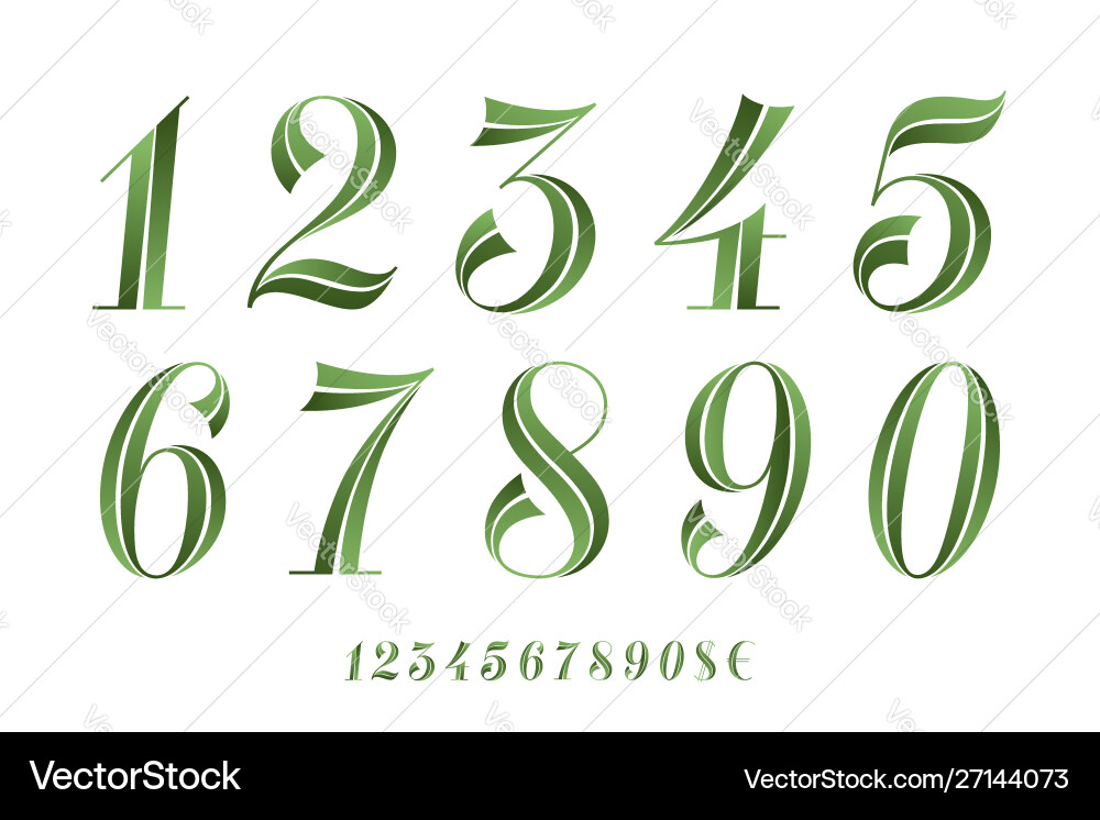 Numbers font classical geometric design of Vector Image