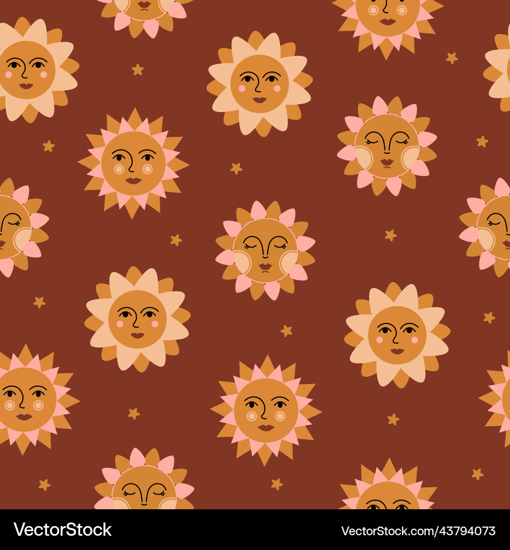 Seamless pattern of colorful abstract suns Vector Image