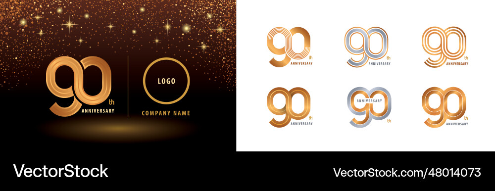 Set of 90th anniversary logotype design ninety Vector Image