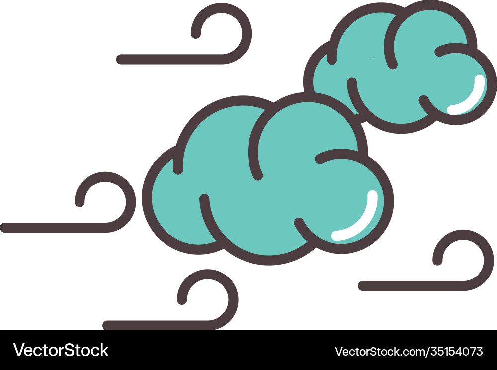 Weather clouds wind forecast line and fill style Vector Image