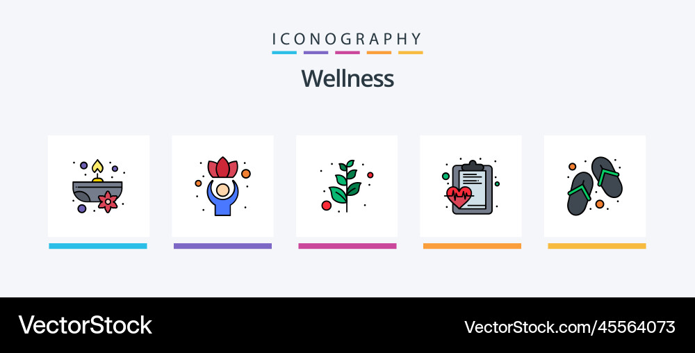 Wellness line filled 5 icon pack including hot Vector Image