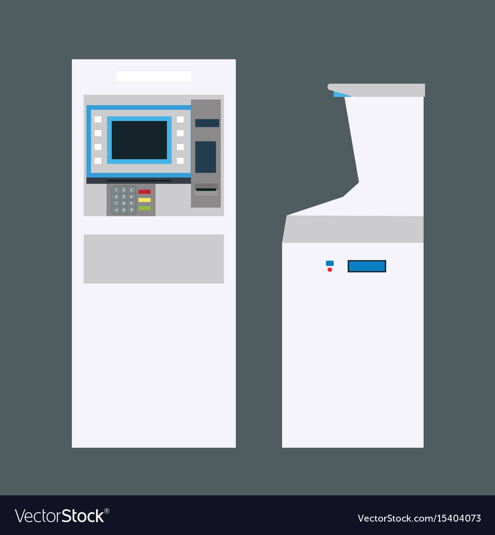 White atm bank cash machine with isolated Vector Image