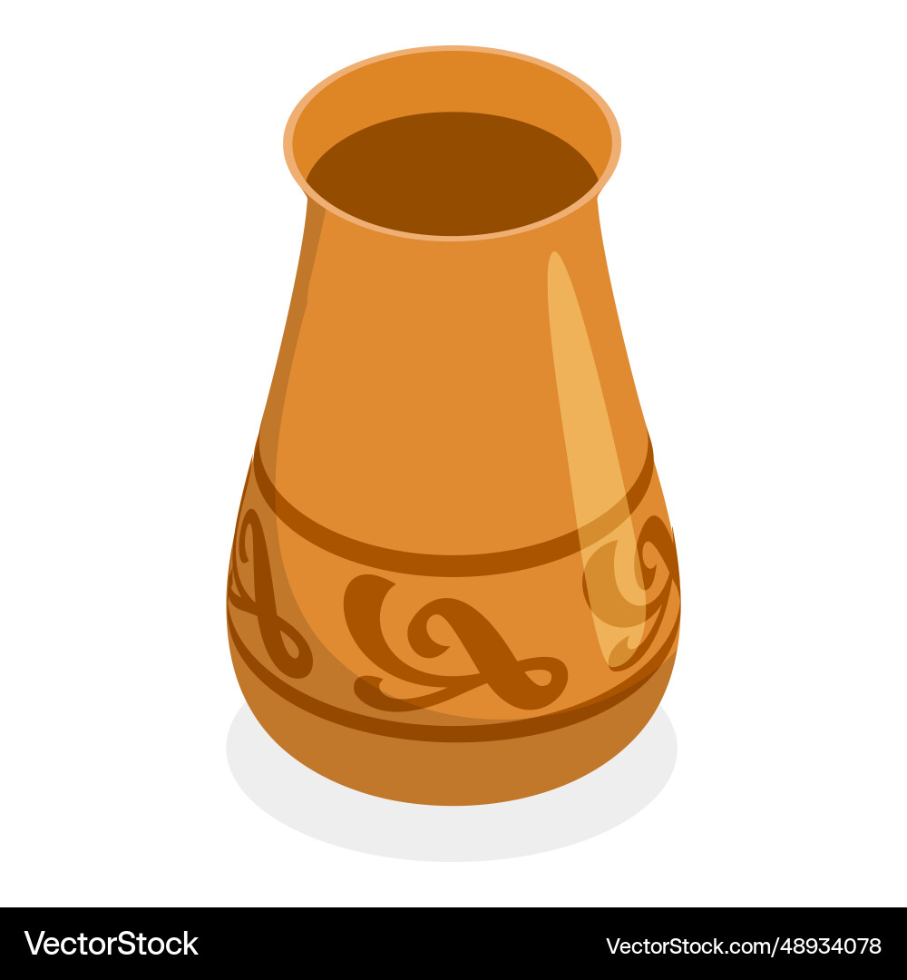 3d isometric flat set of vintage ceramic Vector Image