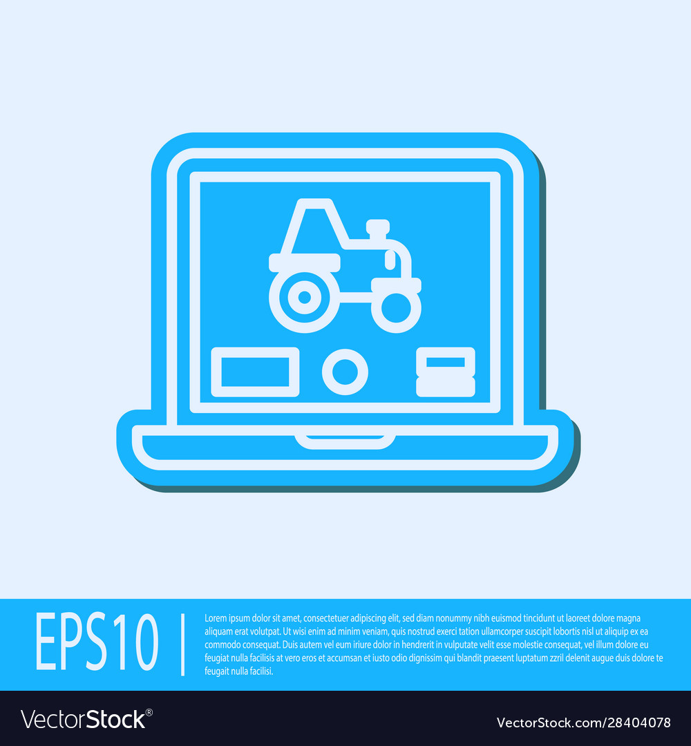 Blue line laptop application for control Vector Image