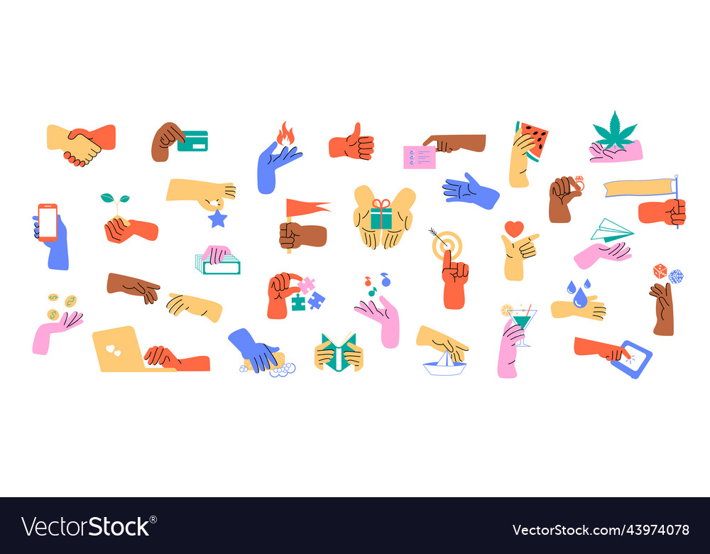 Different hand gestures on a white background Vector Image