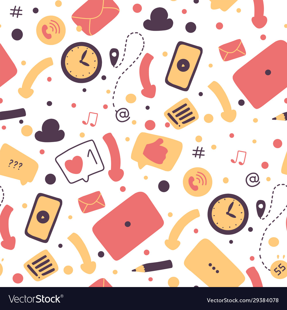 Digital addiction problem flat seamless pattern Vector Image