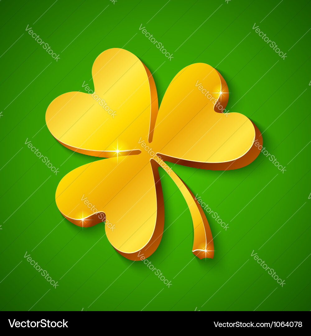 Golden clover on green background Royalty Free Vector Image