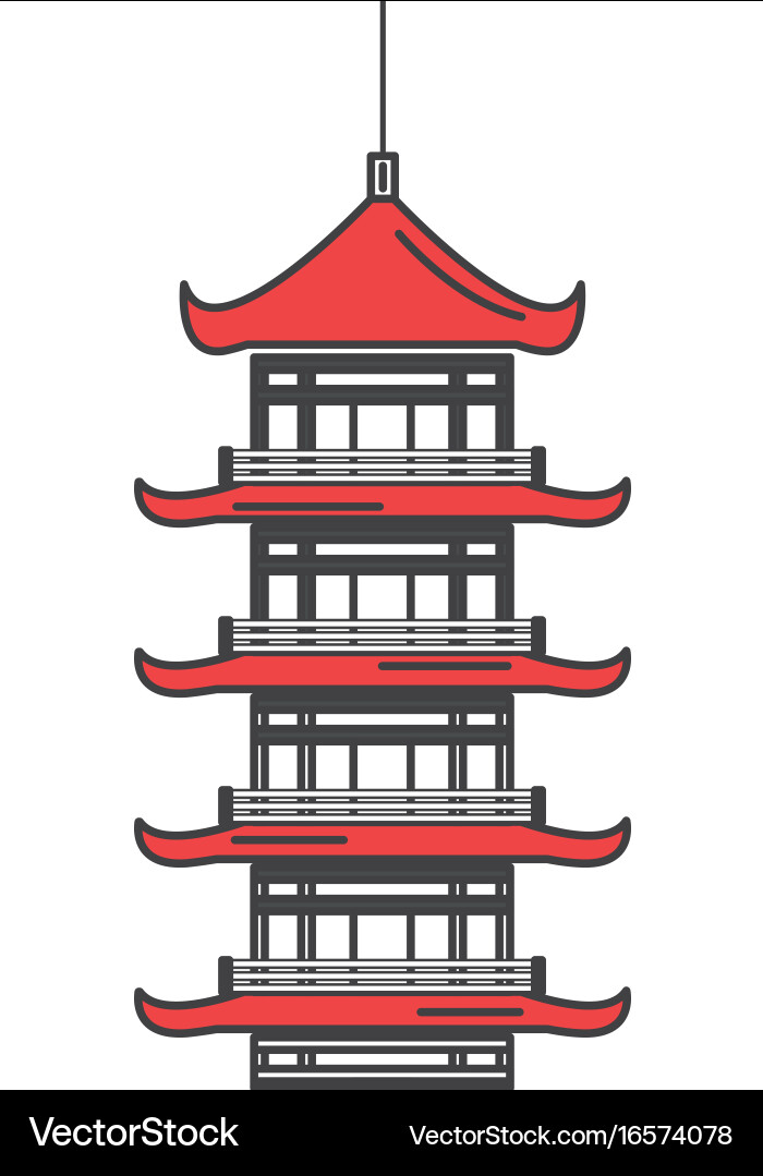 Japanese temple isolated icon Royalty Free Vector Image