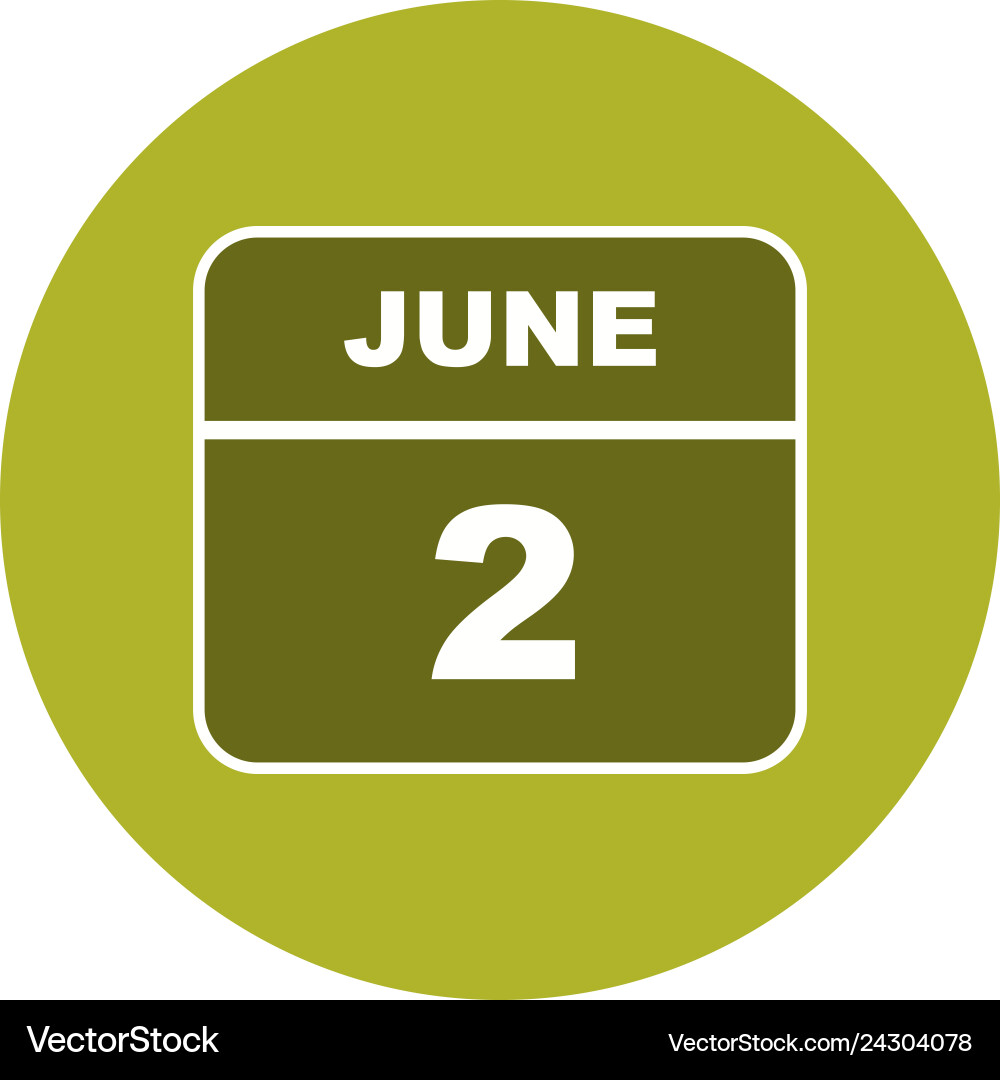 June 2nd date on a single day calendar Royalty Free Vector