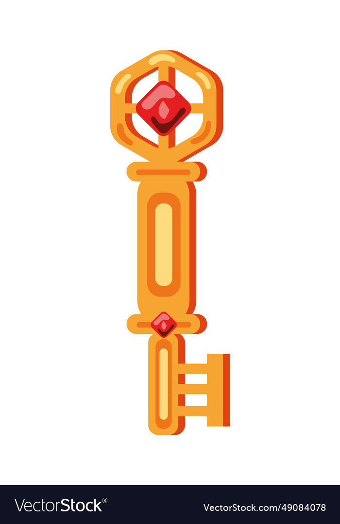 Key video game with ruby Royalty Free Vector Image