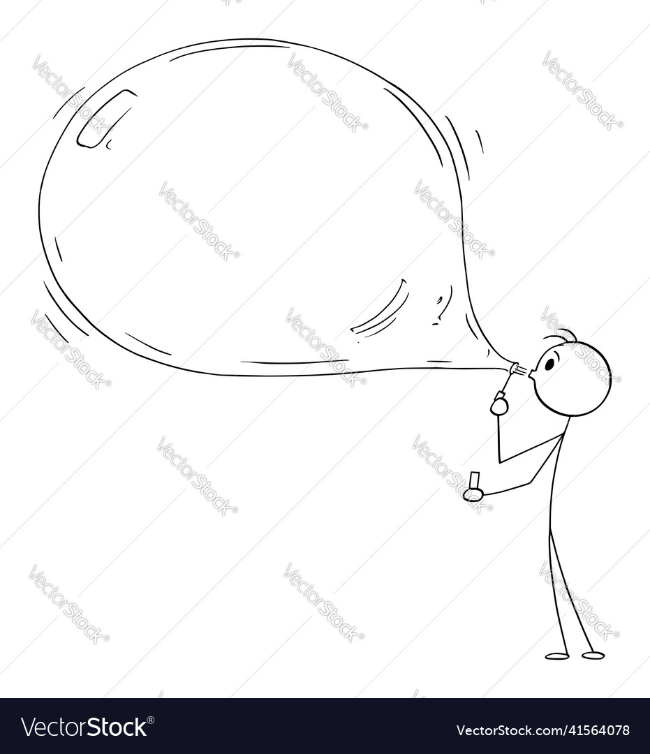 Person blowing big soap bubble cartoon stick Vector Image Person blowing big soap bubble cartoon stick Vector Image