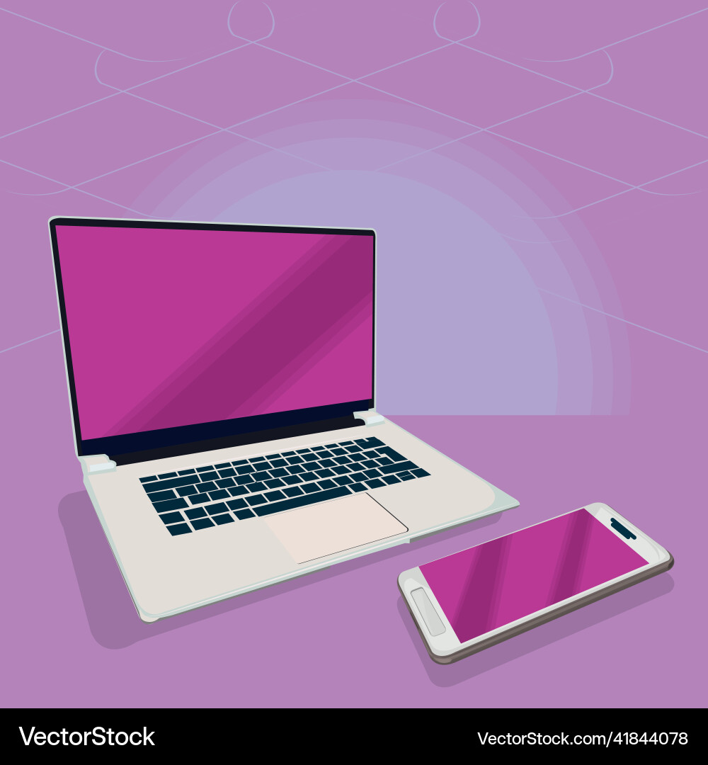 Realistic laptop and smarphone Royalty Free Vector Image