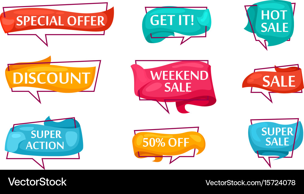 Sale speech bubble set for shop Royalty Free Vector Image