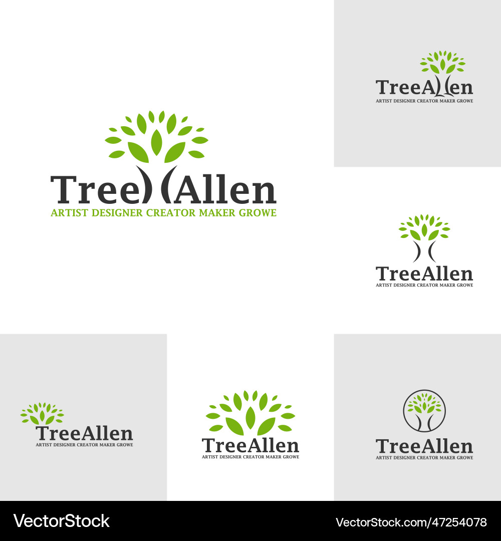 Set of tree logo template creative nature logo Vector Image