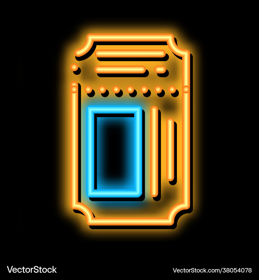 Theater ticket neon glow icon Royalty Free Vector Image