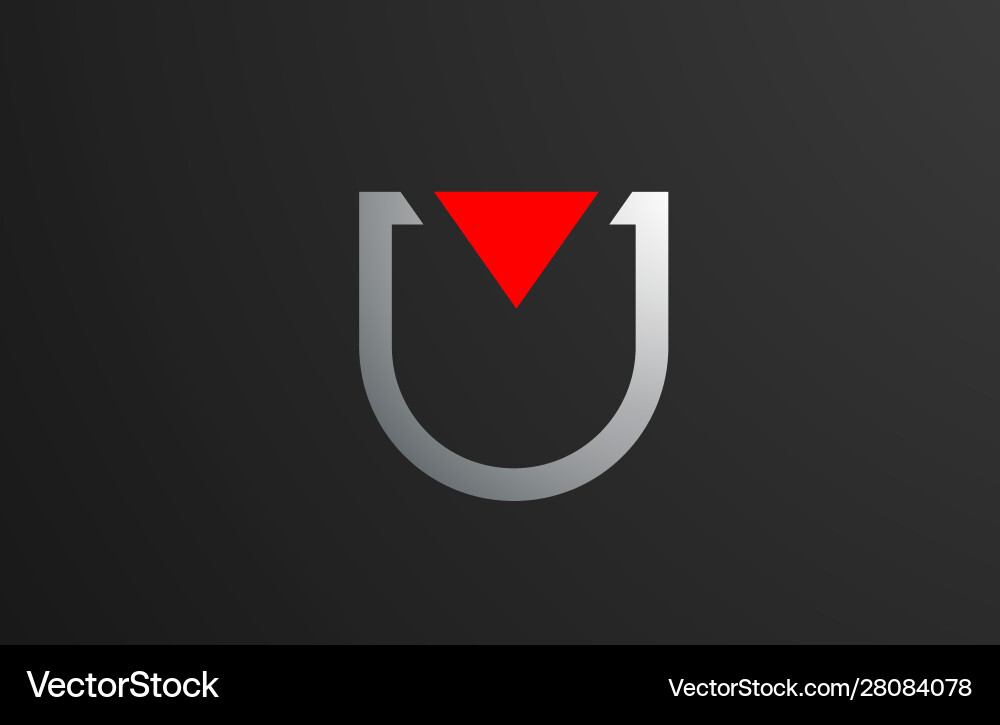 Triangle red grey letter u alphabet logo design Vector Image