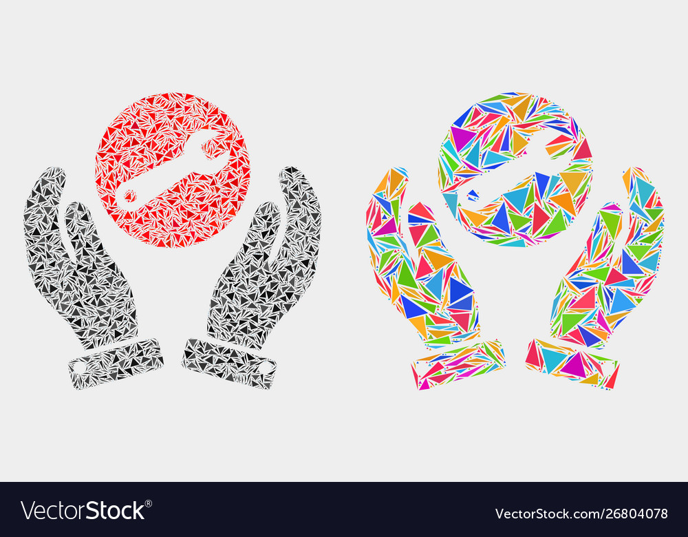 Wrench repair hands mosaic icon triangle Vector Image Wrench repair hands mosaic icon triangle Vector Image