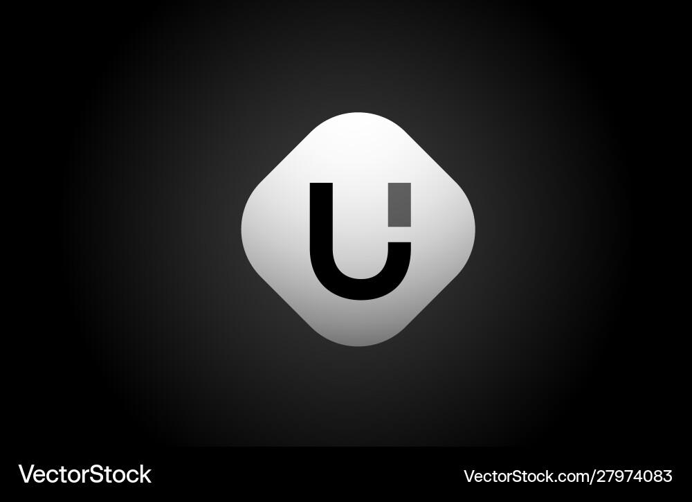 Alphabet black white u letter logo shape icon Vector Image