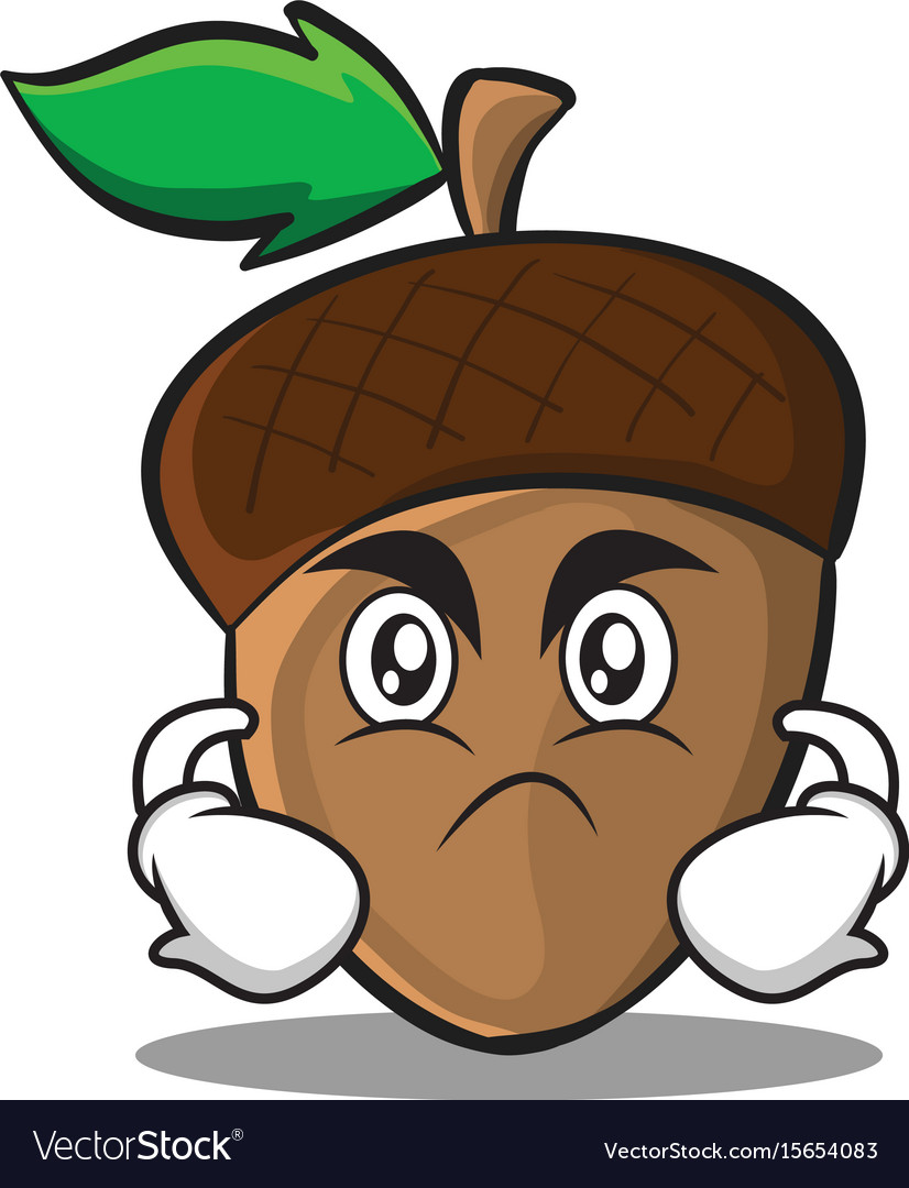 Angry acorn cartoon character style Royalty Free Vector Angry acorn cartoon character style Royalty Free Vector
