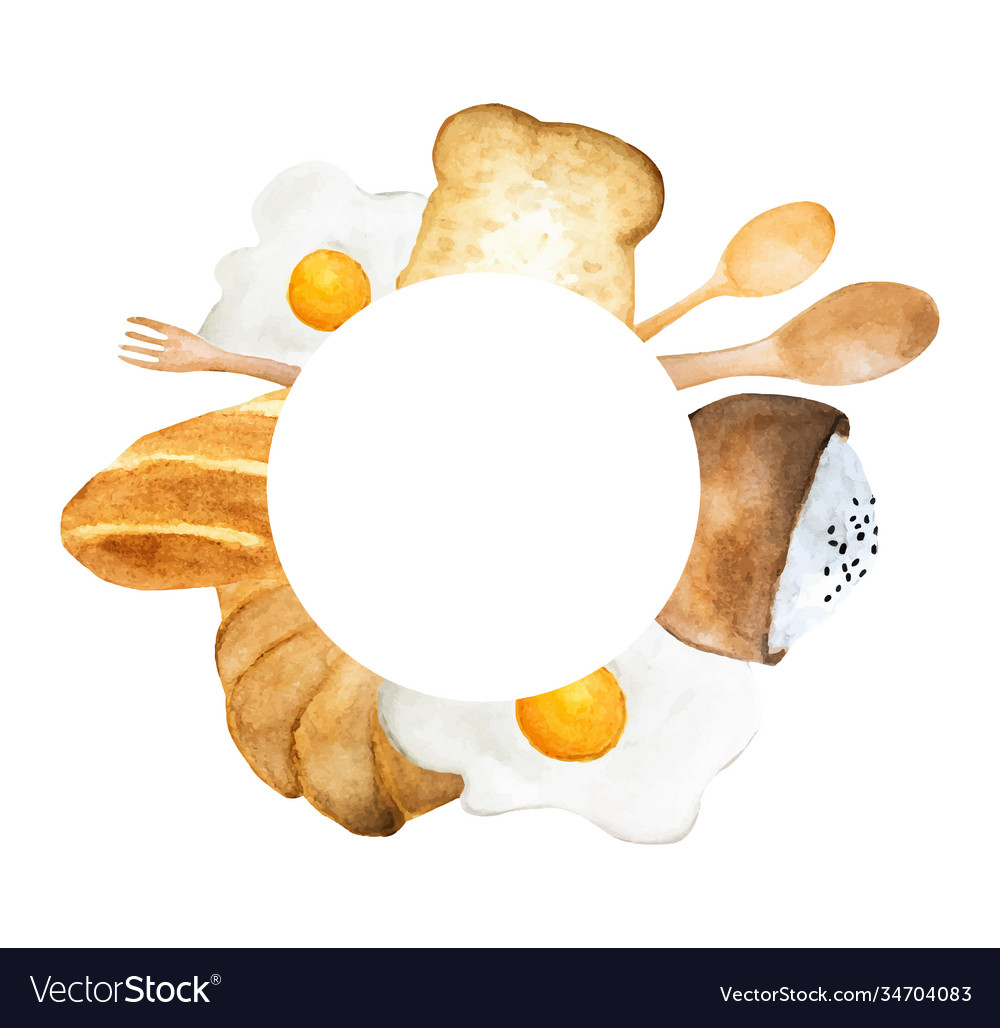 Breakfast circle frame Royalty Free Vector Image