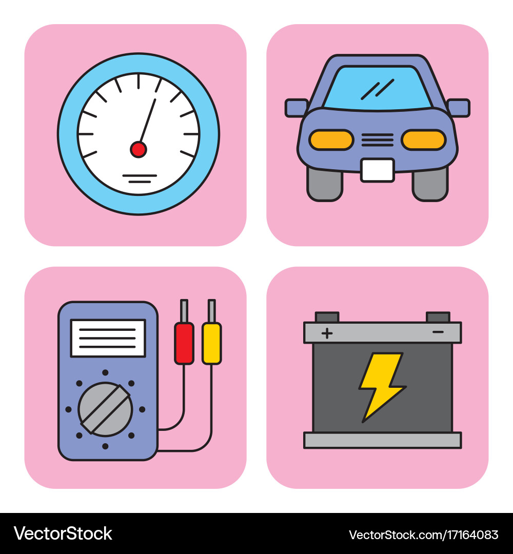 Car service equipment tool support set icons Vector Image