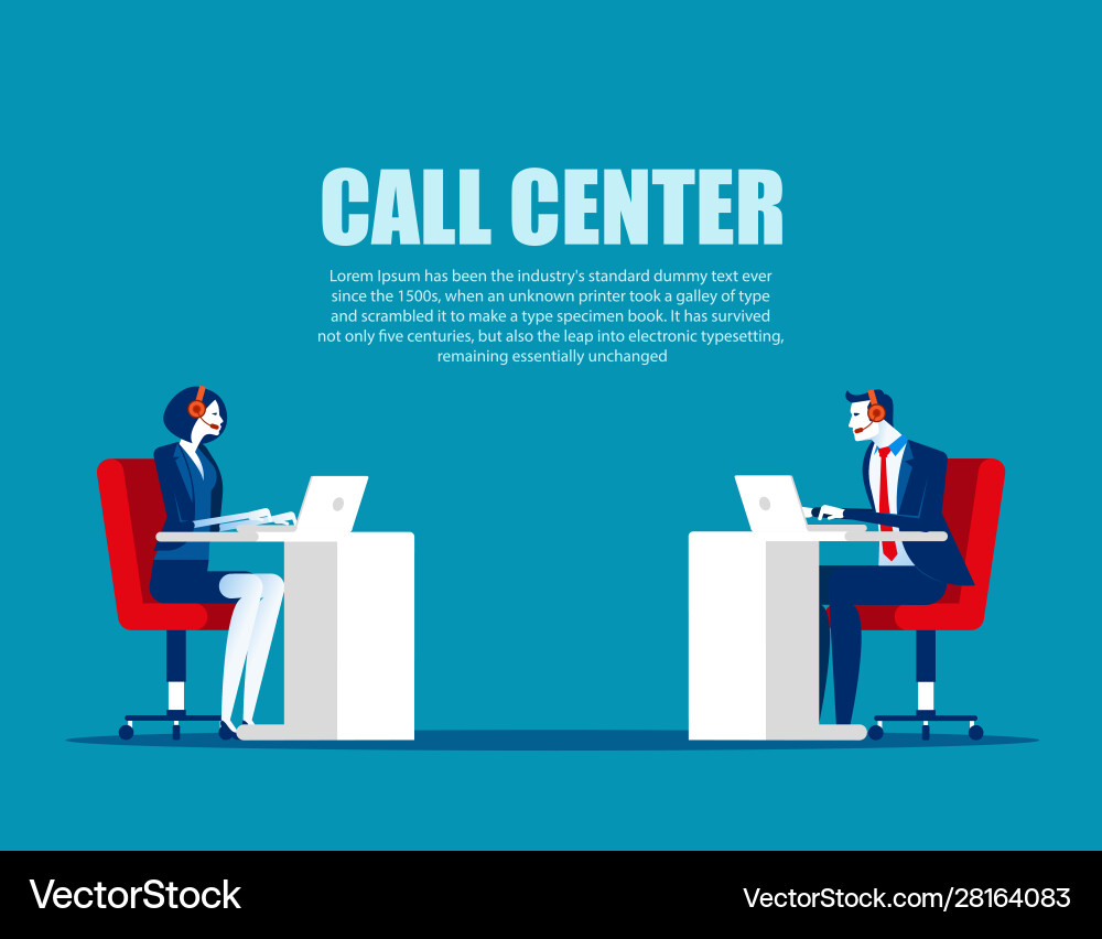 Cartoon characters for call center concept Vector Image