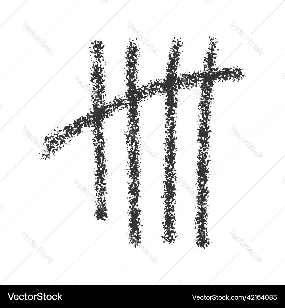 Charcoal hand drawn tally mark four sticks Vector Image
