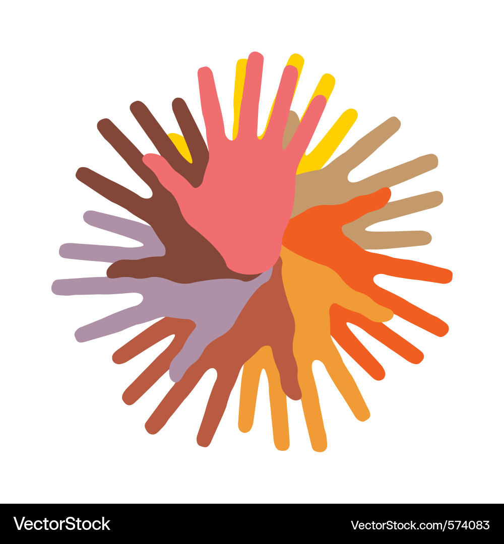 Colorful round of hands Royalty Free Vector Image
