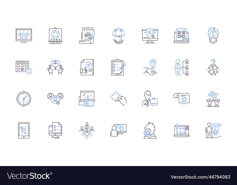 Communication and message line icons collection Vector Image
