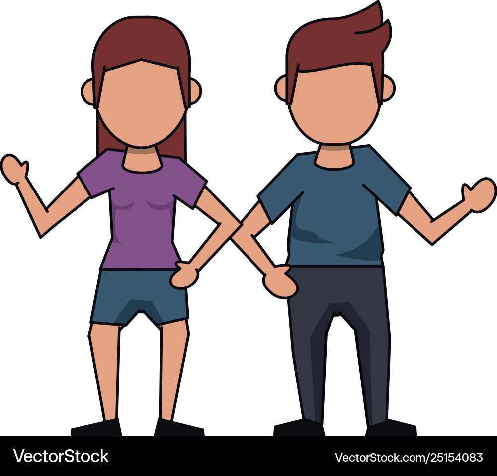 Couple avatar cartoon character Royalty Free Vector Image