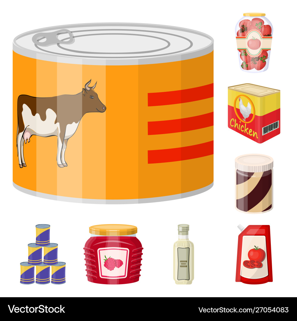 Design can and food logo set Royalty Free Vector Image