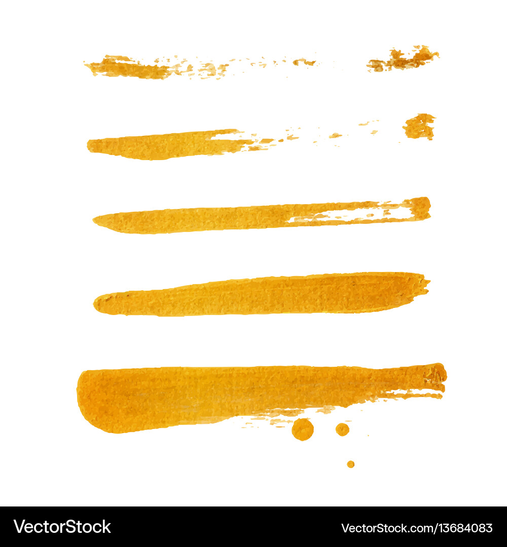 Golden brush stroke golden splash Royalty Free Vector Image