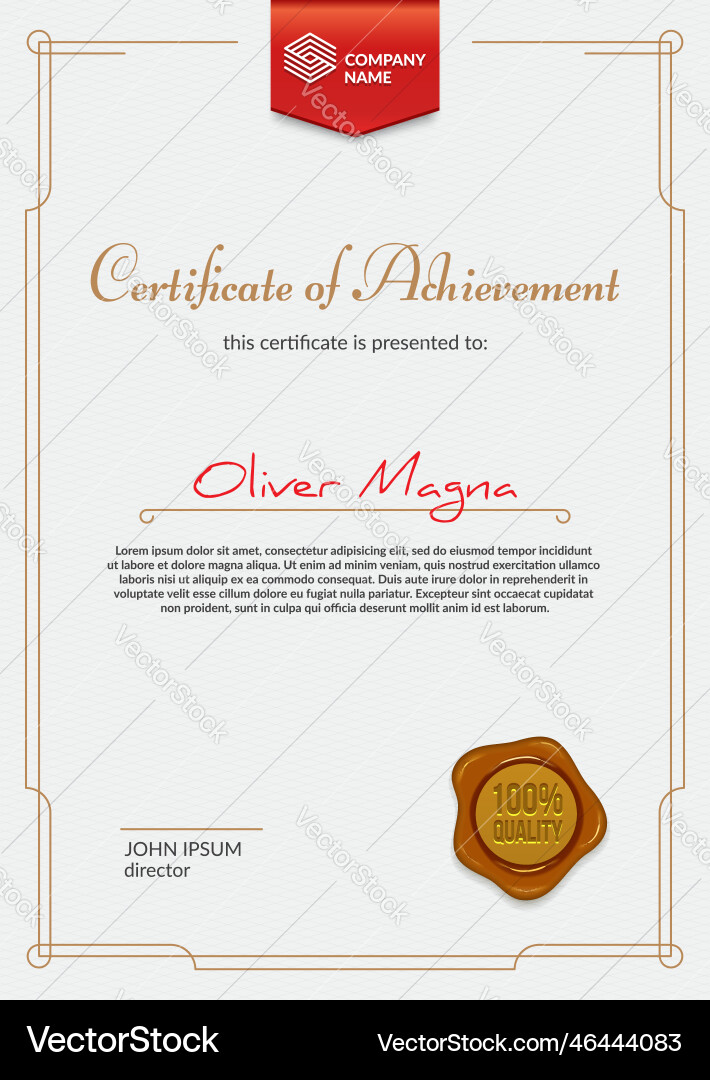 Luxury certificate design with ribbon badge Vector Image