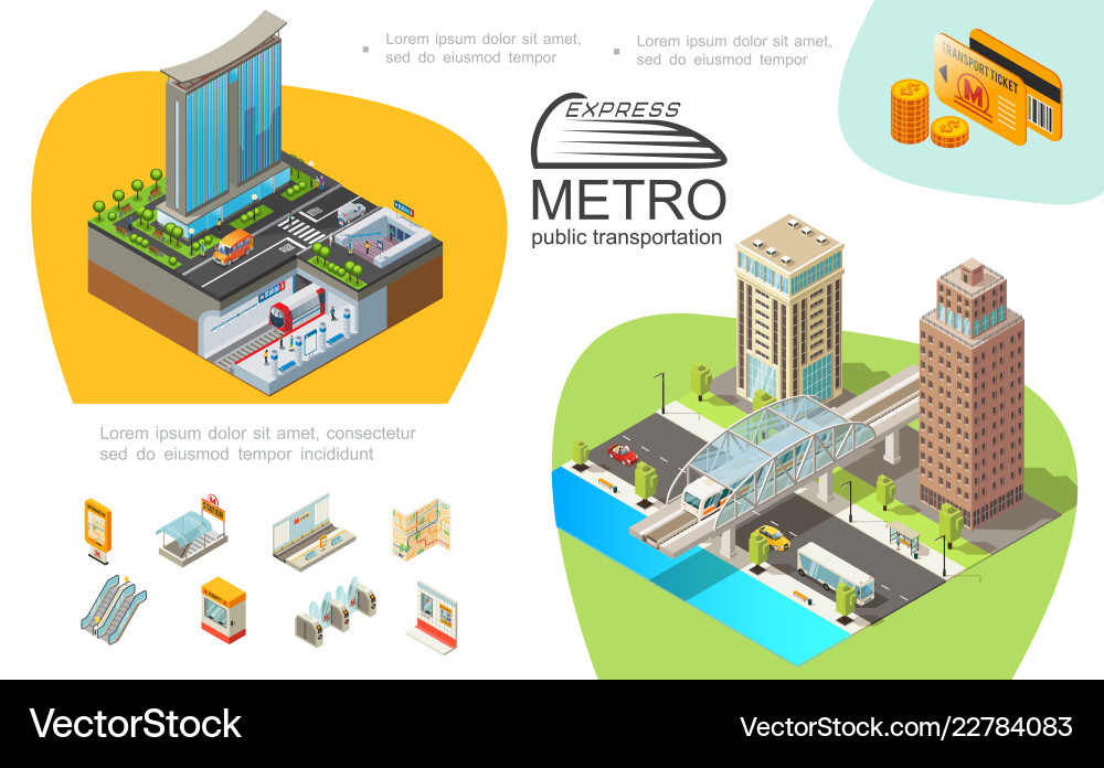 Metro public transport infographic template Vector Image