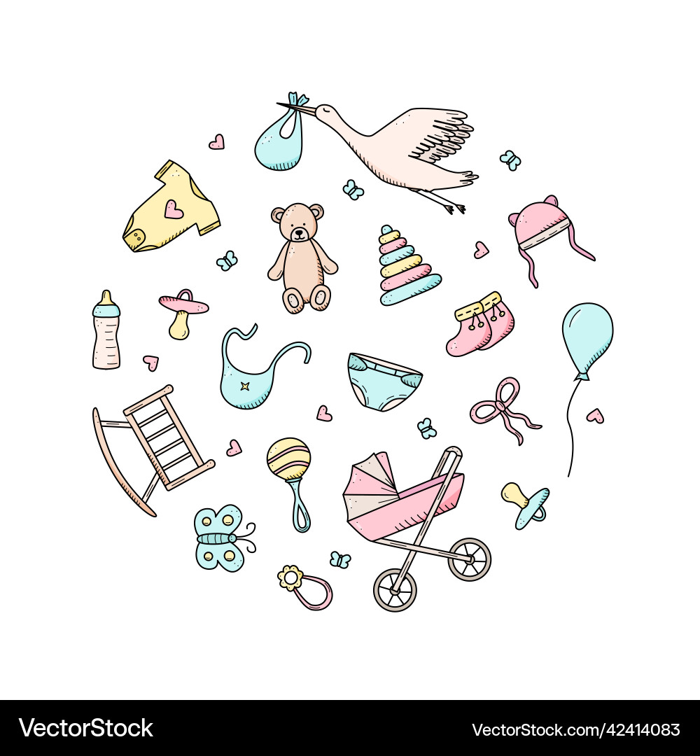 Newborn icons set of elements Royalty Free Vector Image