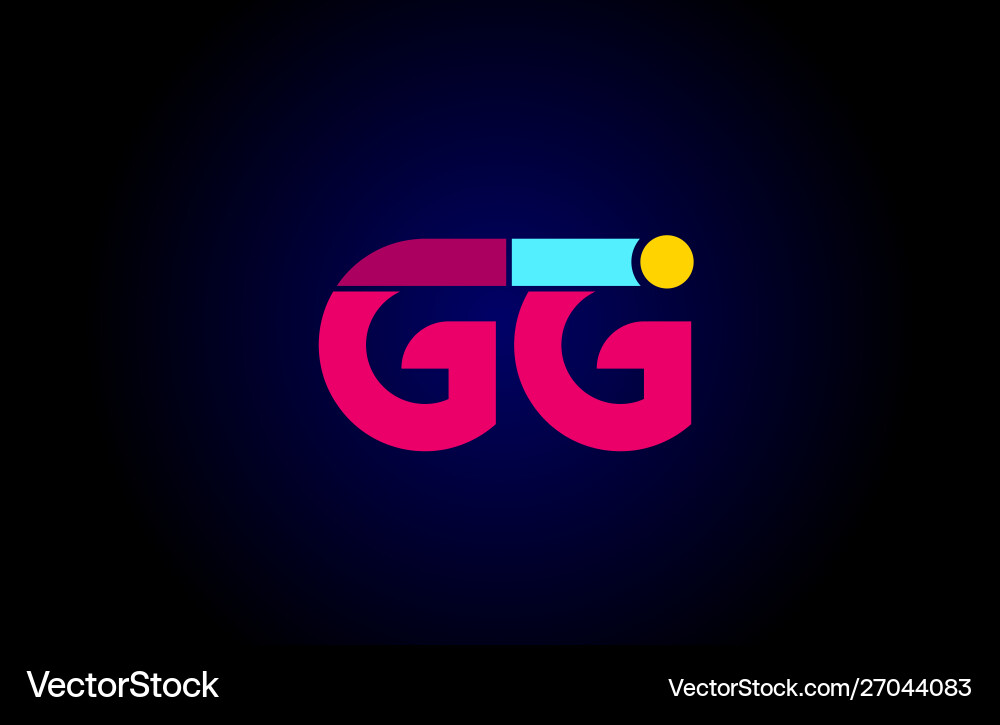 Pink blue alphabet letter gg g combination Vector Image