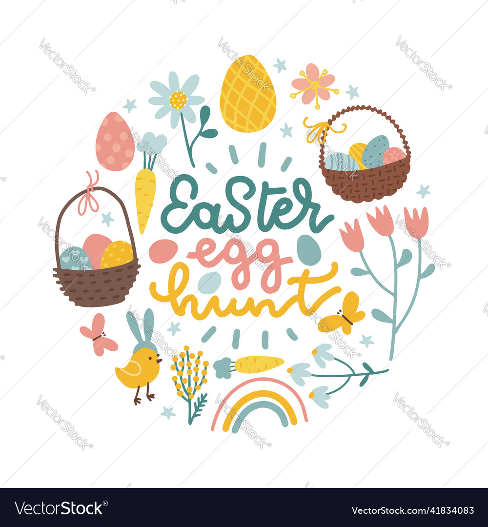 Round easter composition with lettering easter Vector Image