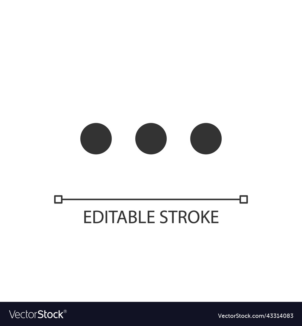 Three horizontal dots menu pixel perfect linear Vector Image