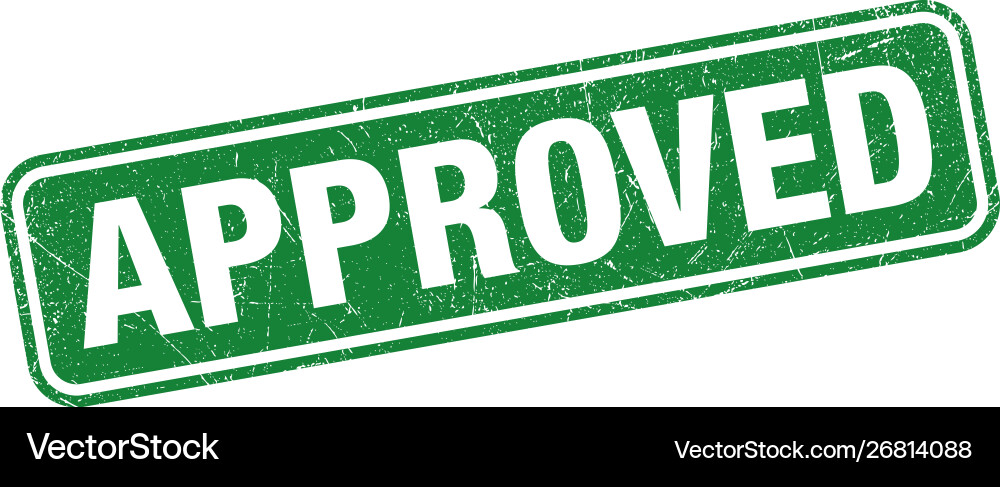 Approved stamp seal red grunge symbol Royalty Free Vector