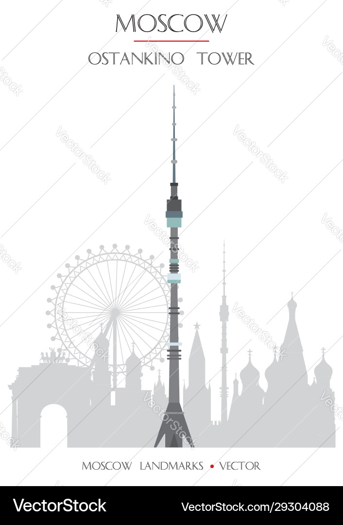 Colorful moscow landmark 7 Royalty Free Vector Image