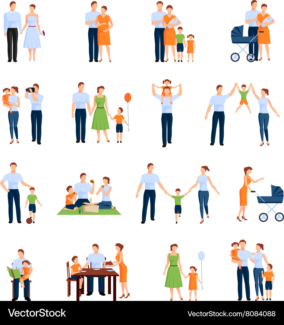 Family icons set Royalty Free Vector Image - VectorStock