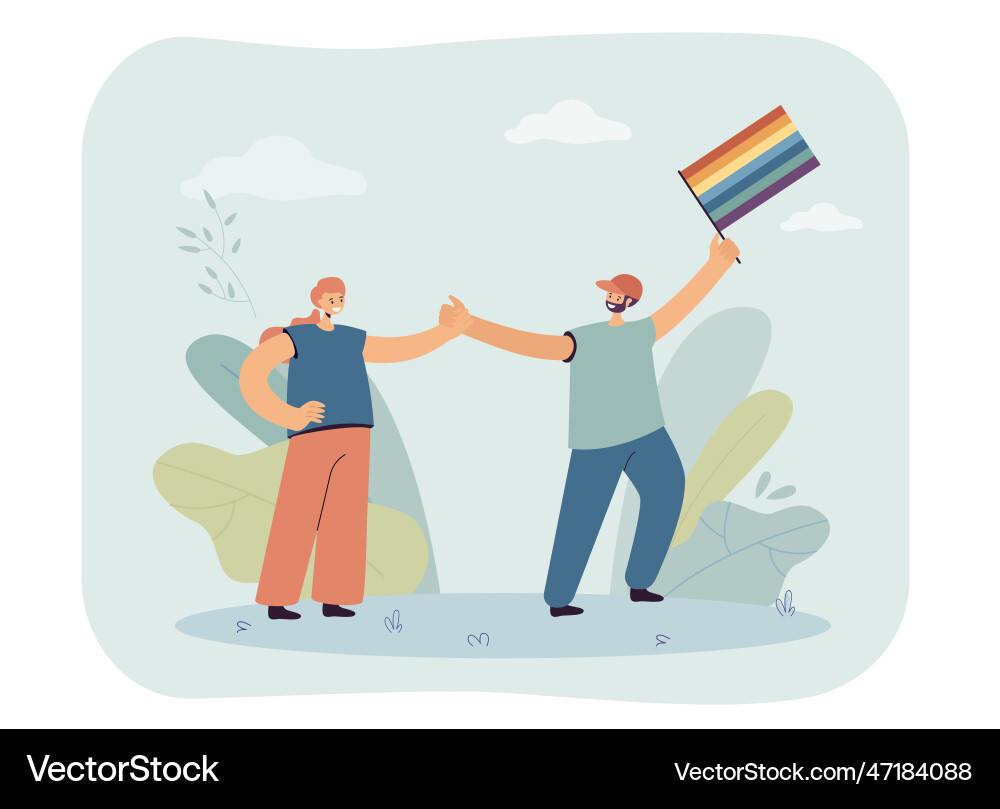 Happy couple supporting lgbt community Royalty Free Vector