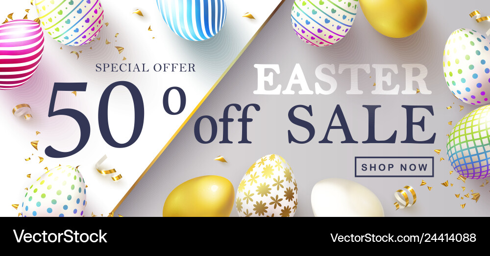 Happy easter sale bannerbeautiful background Vector Image