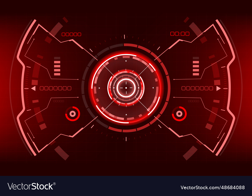 Hud sci-fi interface screen view red geometric Vector Image
