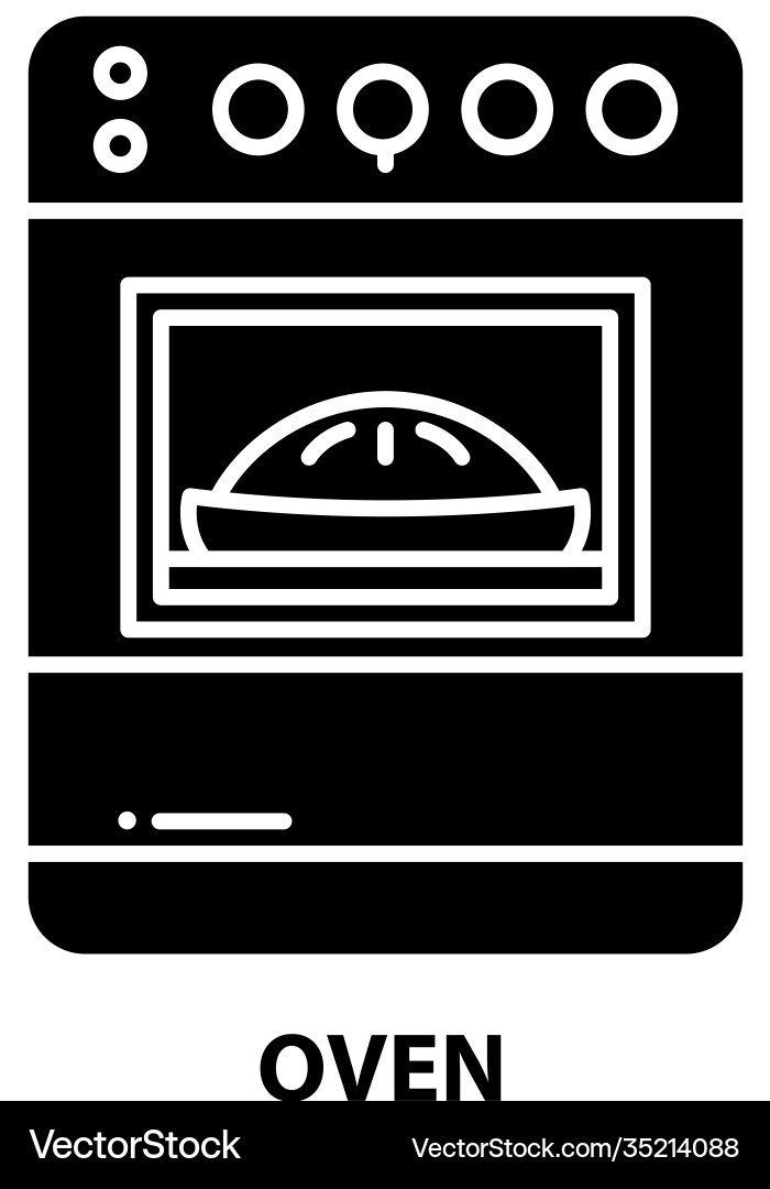 Oven icon black sign with editable strokes Vector Image