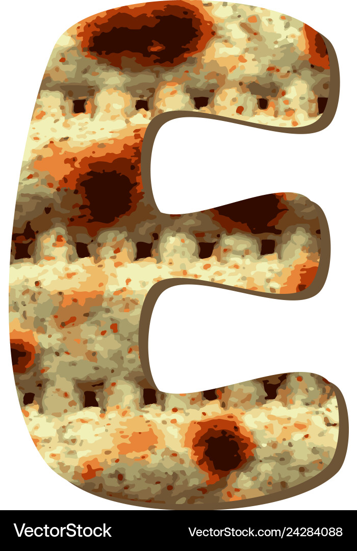 Rounded capital english letter e with matza Vector Image